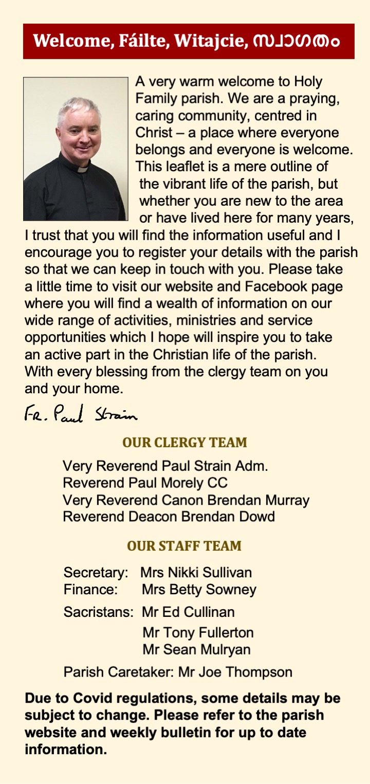 Parish Information Leaflet – Holy Family Parish