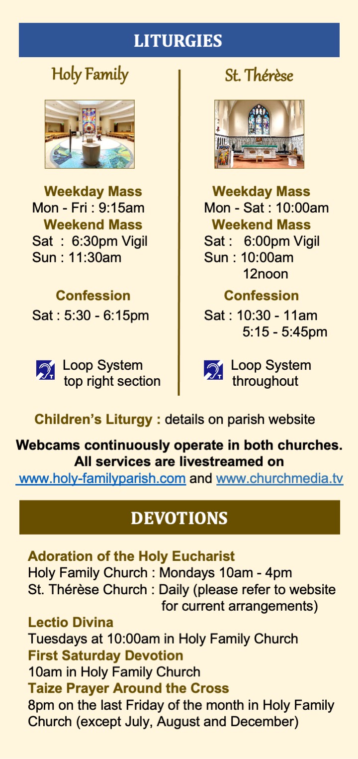 Parish Information Leaflet – Holy Family Parish